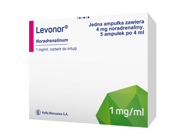 Levonor rozt. do wlewu dożylnego 1 mg/ml 5 amp x 4 ml - Polpharma
