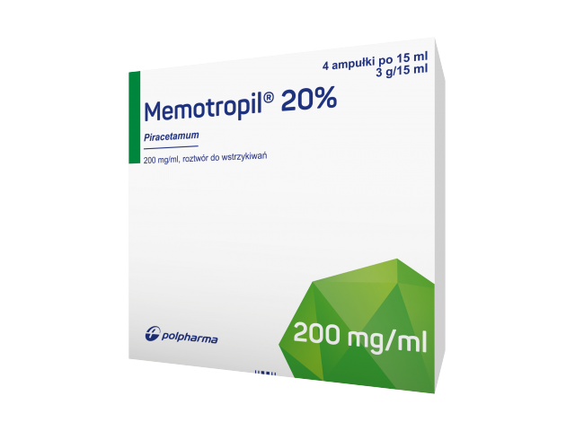 Memotropil 20% rozt. do wstrzyk. 200mg/ml 4x15ml - Polpharma