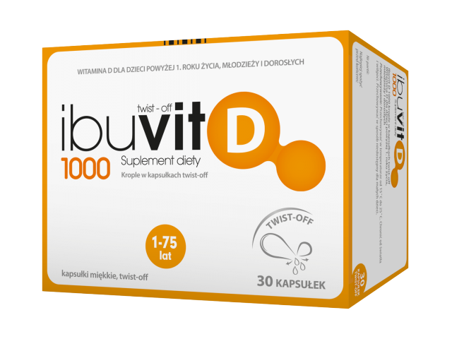Ibuvit D 1000, 25 µg x 30 kaps. miękkich, twist-off - Polpharma