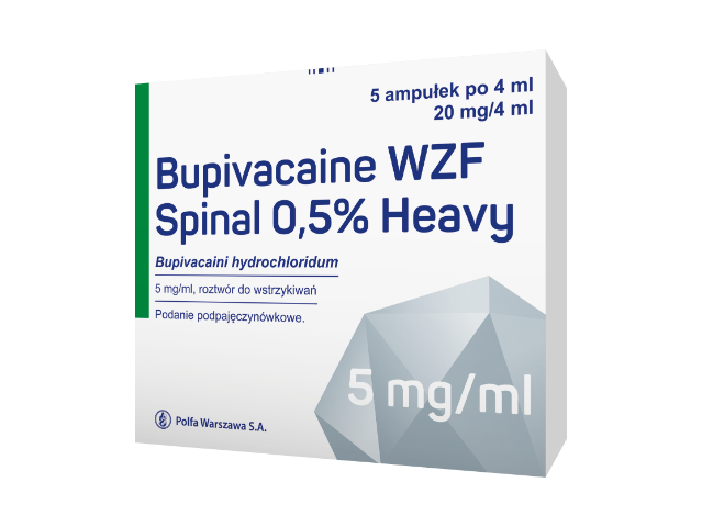 Bupivacaine WZF Spinal 0,5% Heavy rozt. do wstrz. 4 ml x 5 amp. - Polpharma