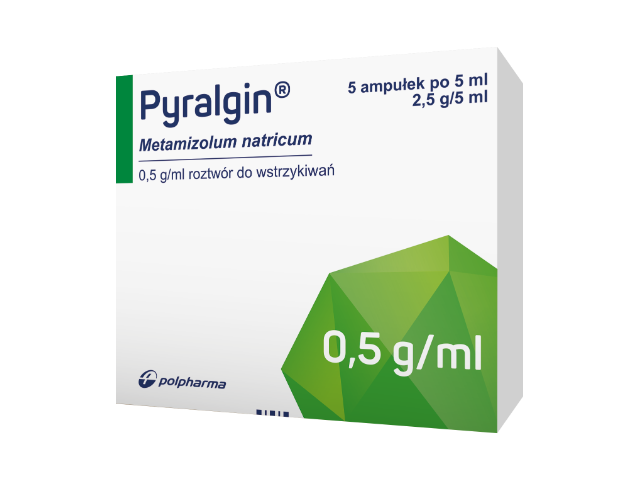 Pyralgin roztwór do wstrzyk. 2,5g/5ml x 5 amp. - Polpharma
